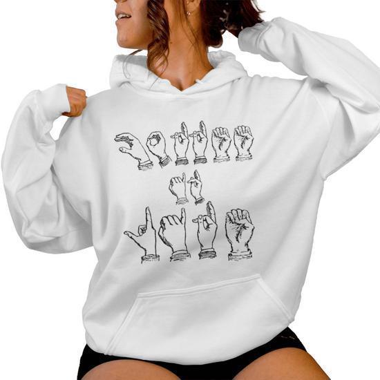 Hood Sign Language ILY LOVE AMERICAN SIGN LANGUAGE ZIP HOODIE NEVER