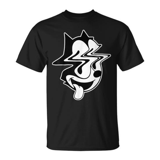 Trippy Black And White Cat Psychedelic Cat : Framed Wall Painting