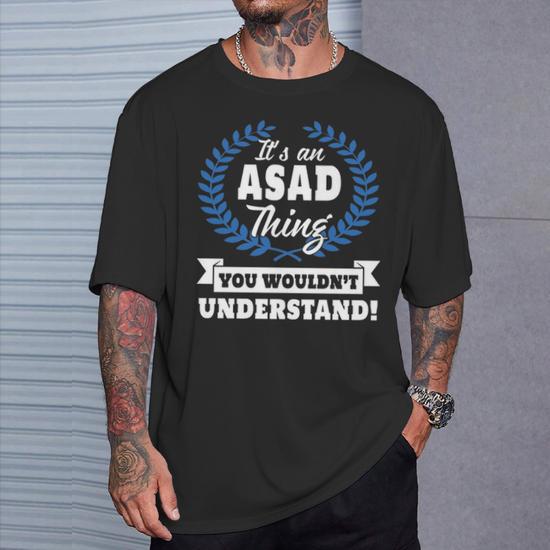 Asad Tattoos Asad Name Men's Back Print T Shirt | Mazezy