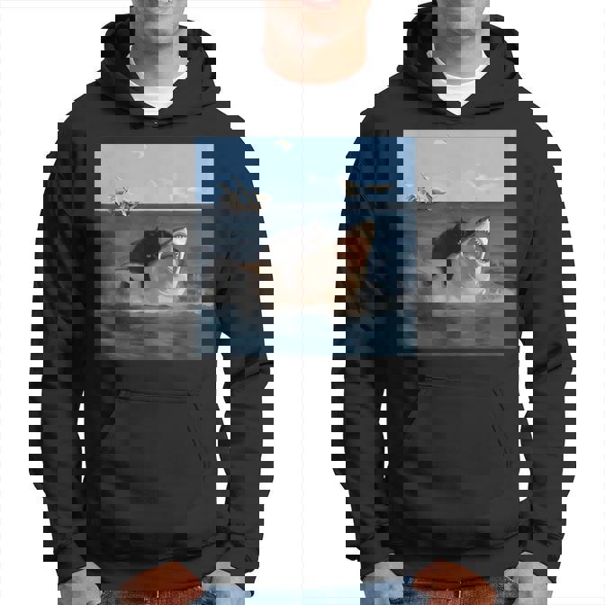 Shark Great White Shark Deep Sea Fishing Funny Shark Hoodie | Mazezy