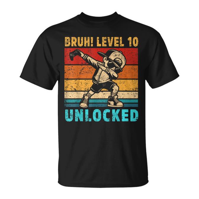 10 Year Old Gamer Gaming 10Th Birthday Level 10 Unlocked T-Shirt | Mazezy