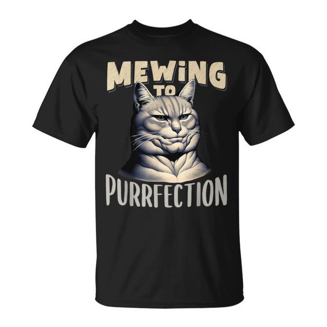 Mewing Mewing Technique Can't Talk I'm Mewing Men's T-shirt Back Print ...