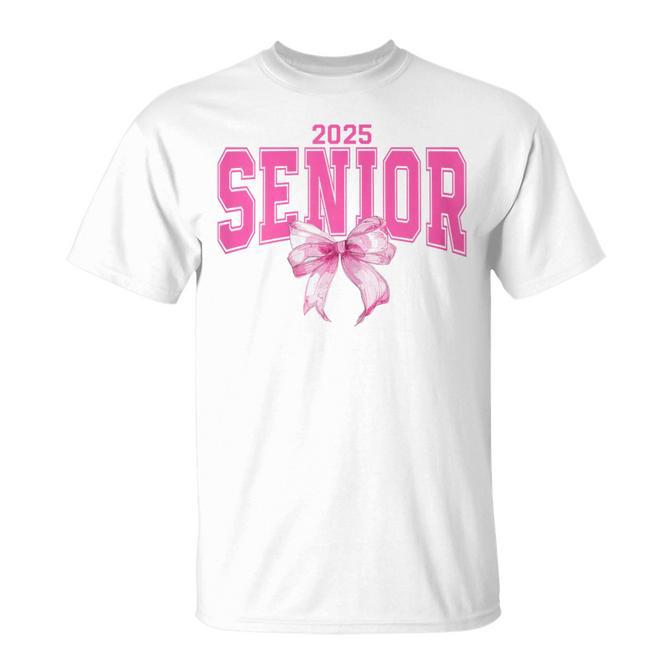 Senior 2025 Pink Bow Class Of 2025 Graduate Graduation T-Shirt | Mazezy