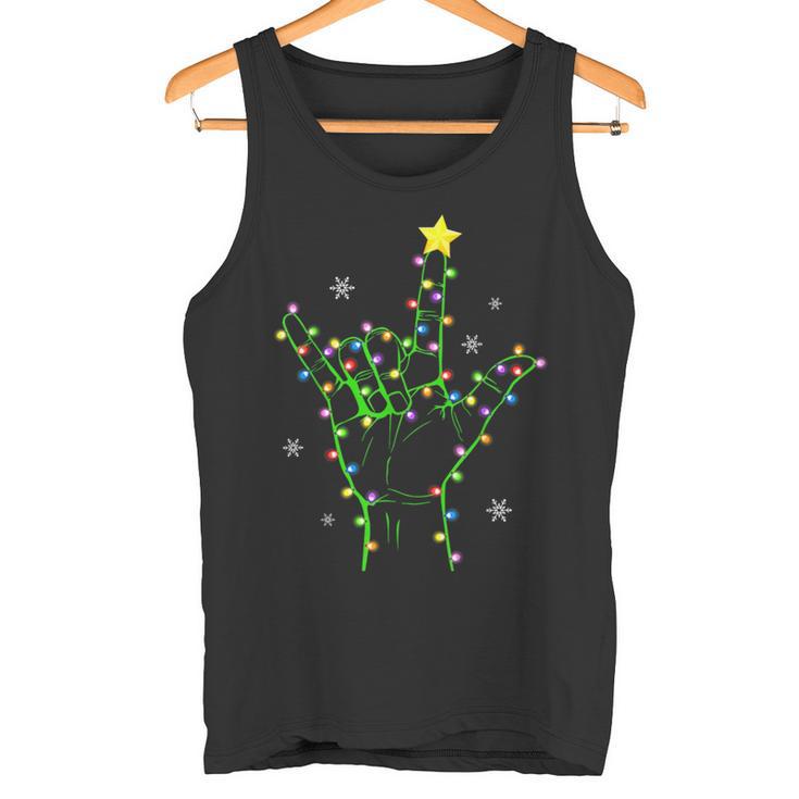 ASL Christmas Christmas Tree Lights American Sign Language Tank Top ...