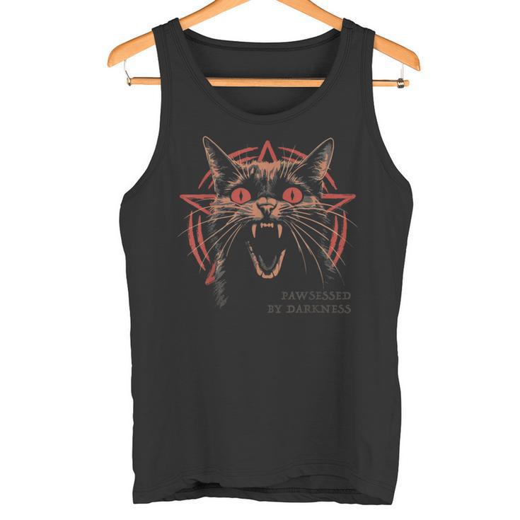 Occult Devil Pentagram Goth Cat PAWSESSED BY DARKNESS Tank Top ...