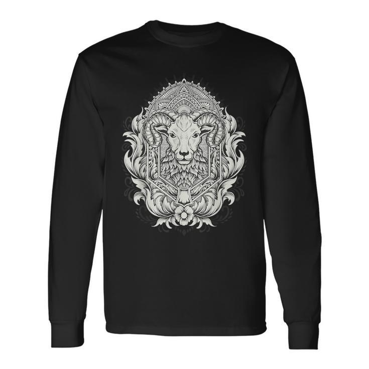 Aries Craft Baphomet Satanic Occult Gothic Witch Long Sleeve T-Shirt ...