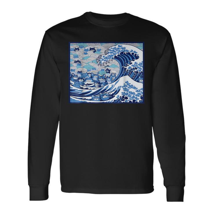 Blue Cats Wave For Kamala Long Sleeve T-Shirt | Mazezy