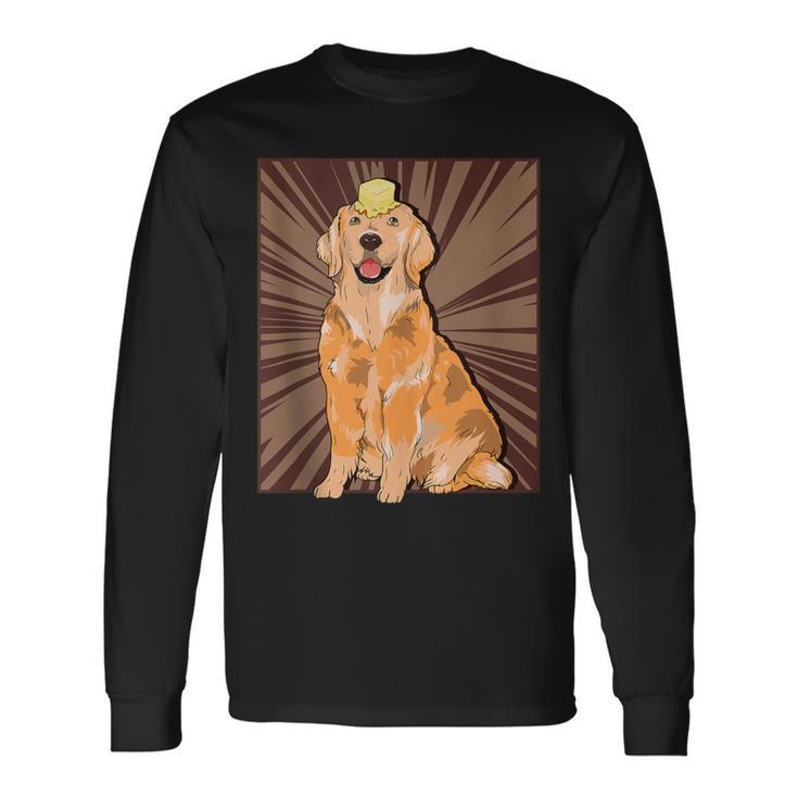 Butter Dog Meme Cute Golden Retriever Dank Meme Long Sleeve T-Shirt ...