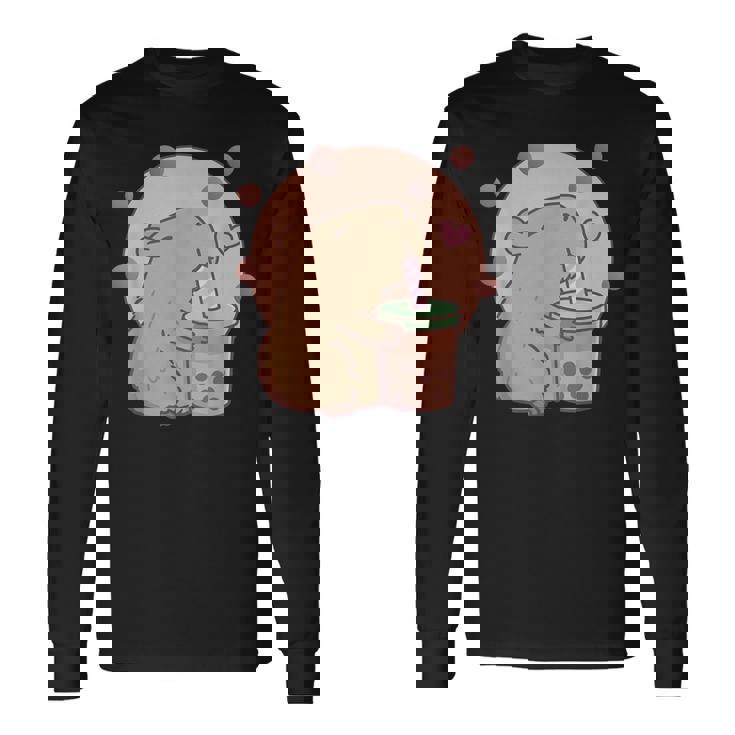 Capybara Bubble Tea Capyboba Boba Milk Tea Lovely Animal Long Sleeve T ...