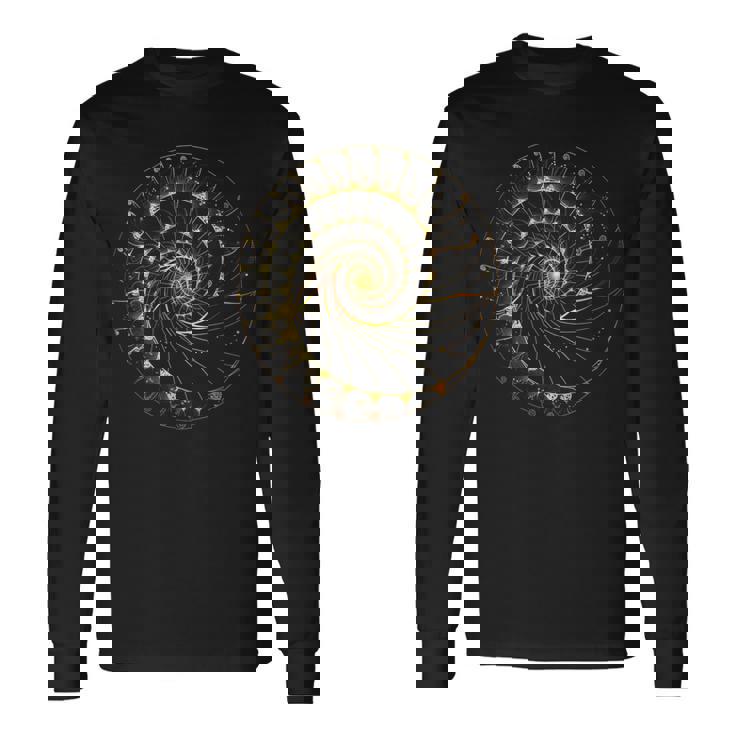 Fibonacci Spiral Ratio Math Mathematician Sacred Geometry Long Sleeve T ...