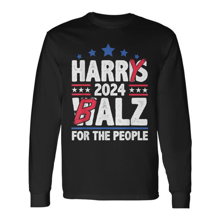 Harris Walz 24 Harry Balz 2024 Meme Democratics Vote Long Sleeve T ...