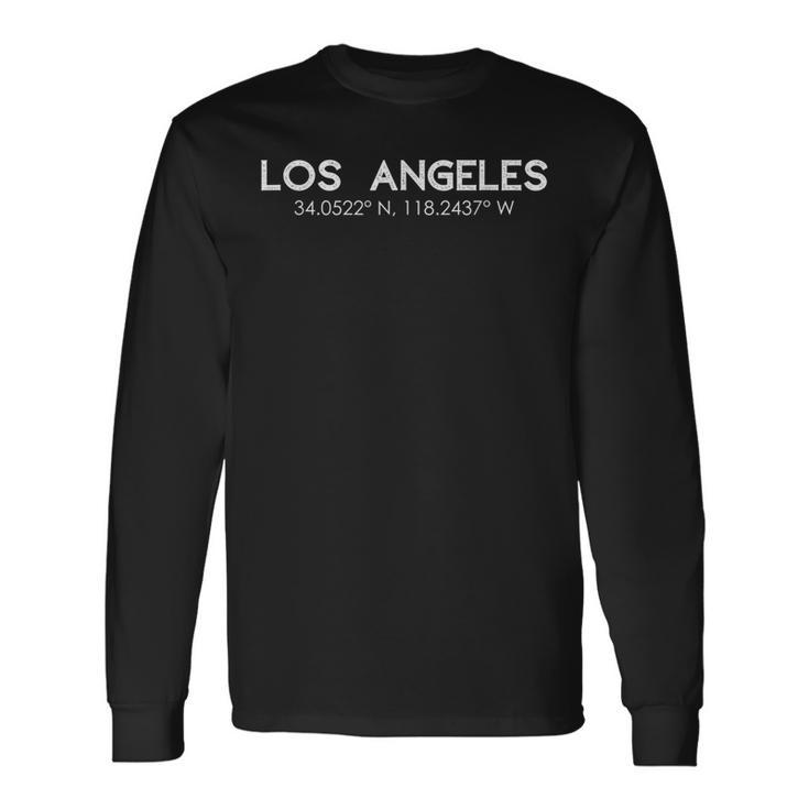 Los Angeles California Latitude & Longitude Gps Coordinates Long Sleeve ...