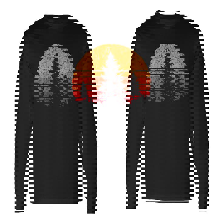 Solitary Pine Tree Sun -Outdoor Graphic Desing Long Sleeve T-Shirt ...