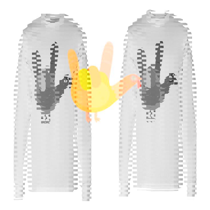 Asl Thanksgiving I Love You American Sign Language Turkey Long Sleeve T ...