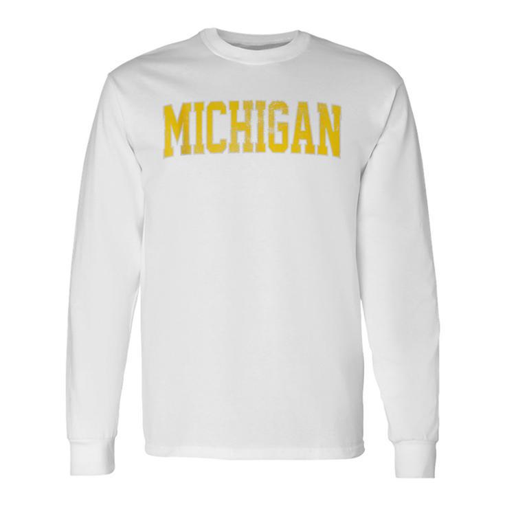 Vintage Michigan Look Blue Maize Retro Font Michigan Men's T-shirt Back ...