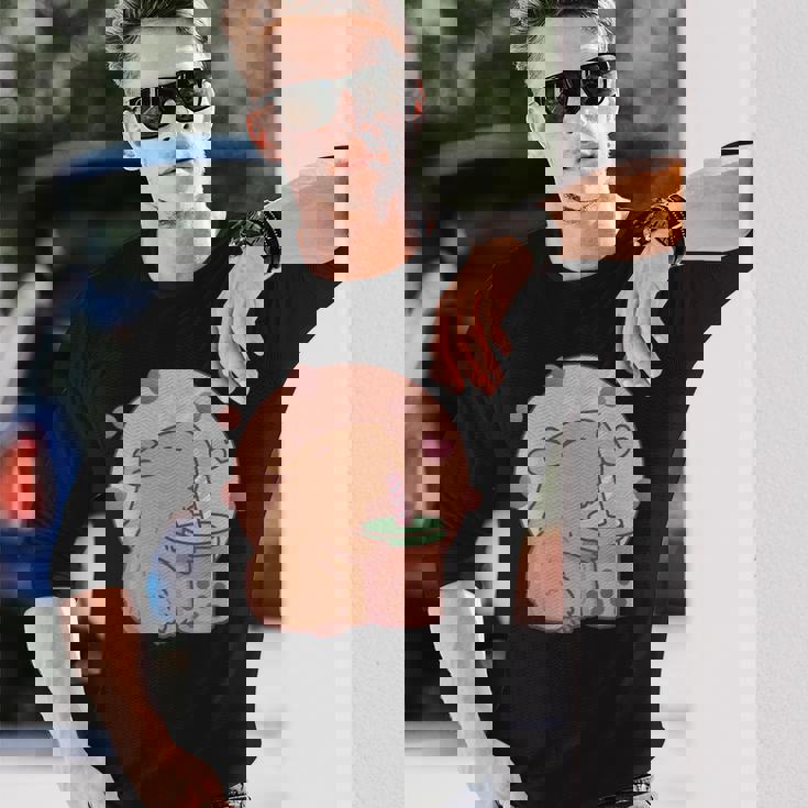 Capybara Bubble Tea Capyboba Boba Milk Tea Lovely Animal Long Sleeve T ...