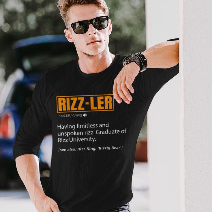 Rizzler Definition Meme Quote Gen Z Rizz Up Long Sleeve T-Shirt - Seseable