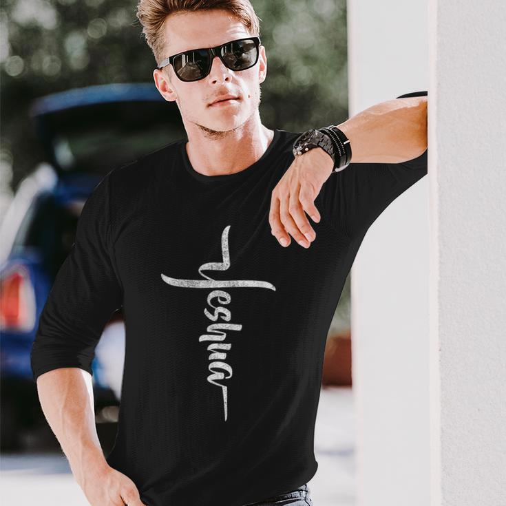 Yeshua Cross Hebrew Name Of Jesus Yeshu Long Sleeve T-Shirt - Thegiftio