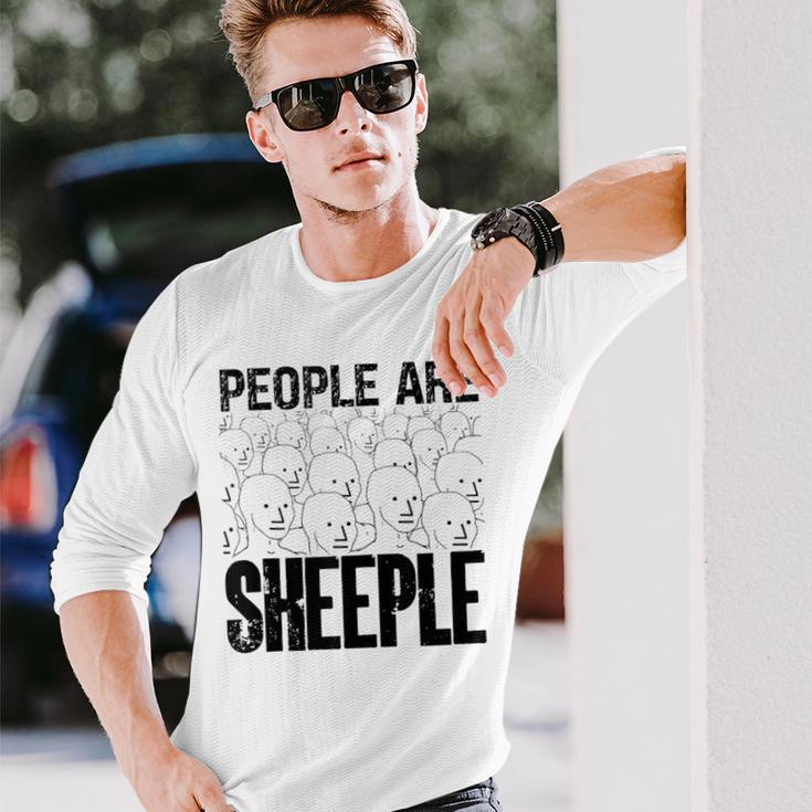 People Are Sheeple Wojak Npc Meme Brainwashed Masses Obey Long Sleeve T ...