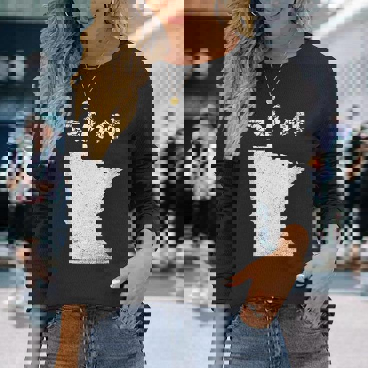 ASL American Sign Language Home Minnesota Long Sleeve T-Shirt - Monsterry