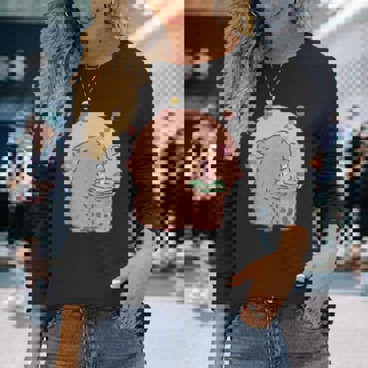 Capybara Bubble Tea Capyboba Boba Milk Tea Lovely Animal Long Sleeve T ...