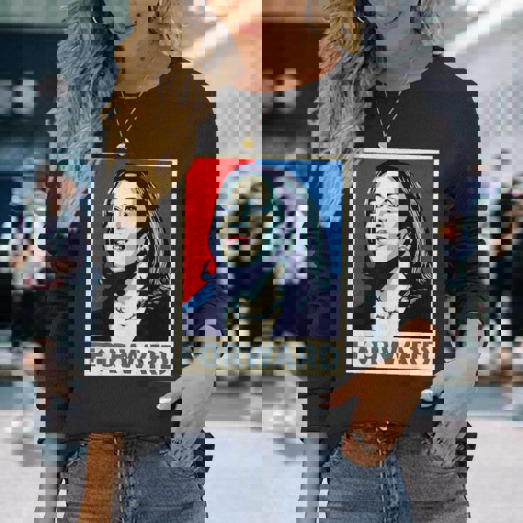 Kamala Harris Walz Waltz 2024 Moving Forward Not Going Back Long Sleeve T-Shirt - Monsterry