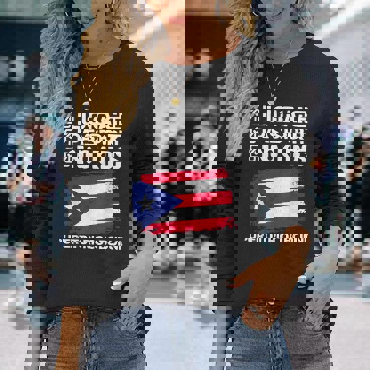 Luggage Passport Puerto Rico Bound Puerto Rico Travel Long Sleeve T-Shirt - Monsterry