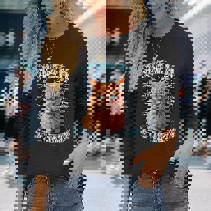 Mewing Not Meowing Cat Meme Joke Looksmax Cat Long Sleeve T-Shirt ...