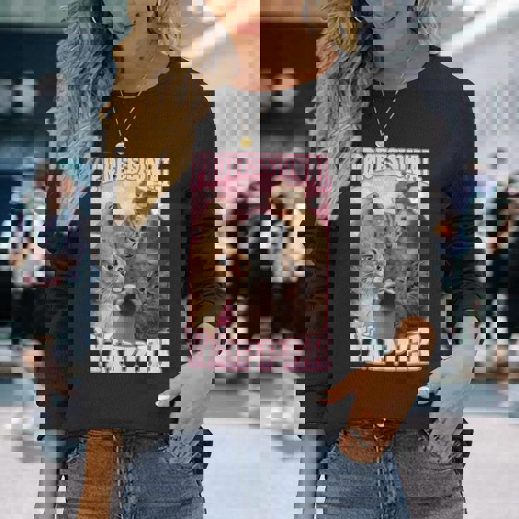 Professional Yapper Cat Meme Goofy Ahh Ironic Cat Long Sleeve T-Shirt ...