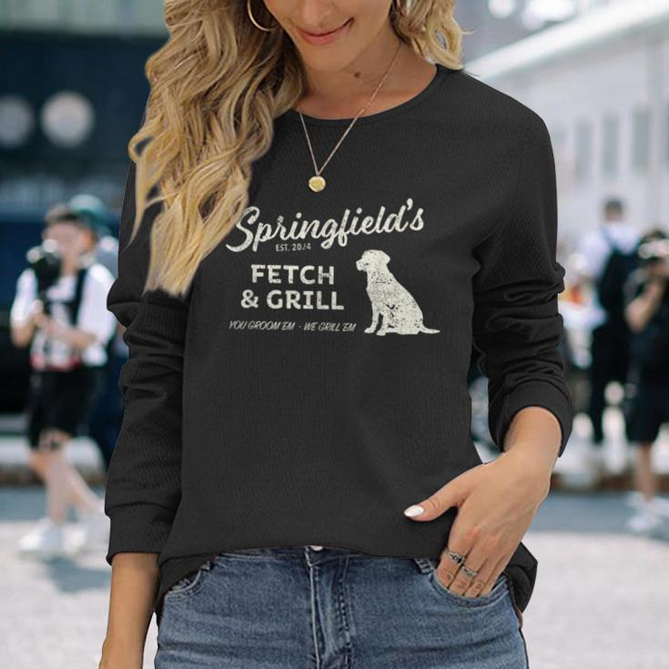 Springfield Eating Pets Fetch & Grill Trump Humor Long Sleeve T-Shirt ...