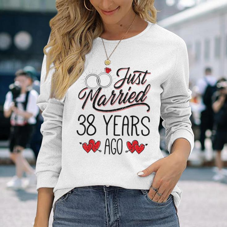 Just Married 38 Years Ago Couple 38Th Anniversary Long Sleeve T-Shirt ...