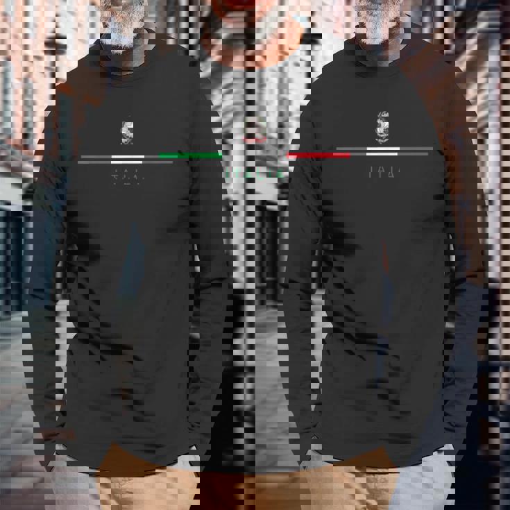 Italia National Flag Colors Italy Crest Logo Italian Roots Long Sleeve ...
