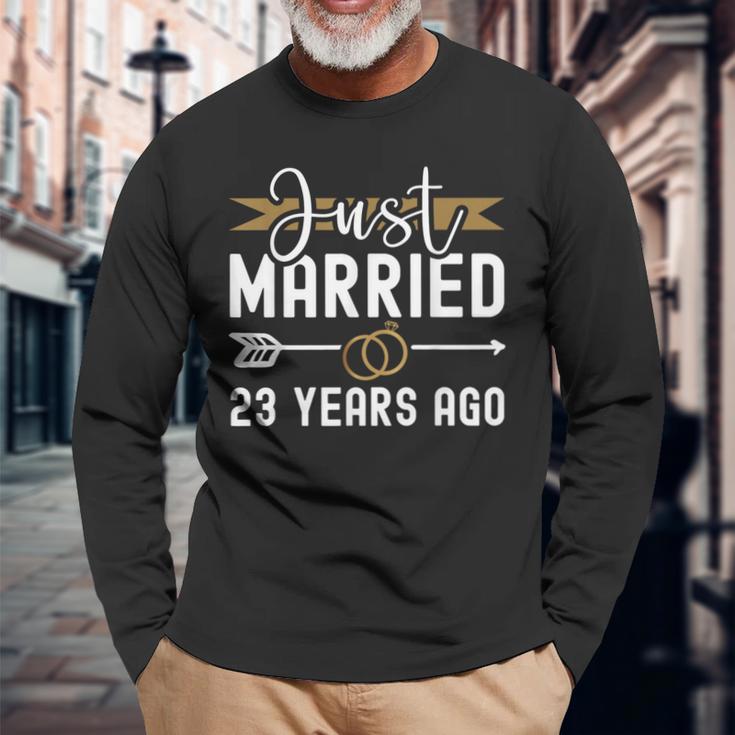 Just Married 23 Years Ago 23Rd Wedding Anniversary Long Sleeve T-Shirt ...