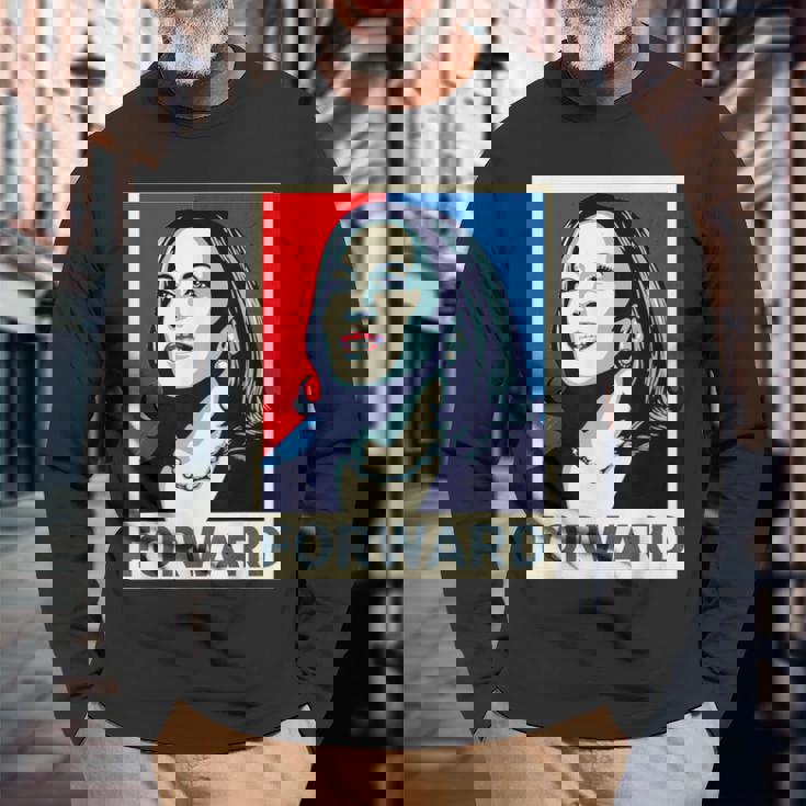 Kamala Harris Walz Waltz 2024 Moving Forward Not Going Back Long Sleeve T-Shirt - Monsterry