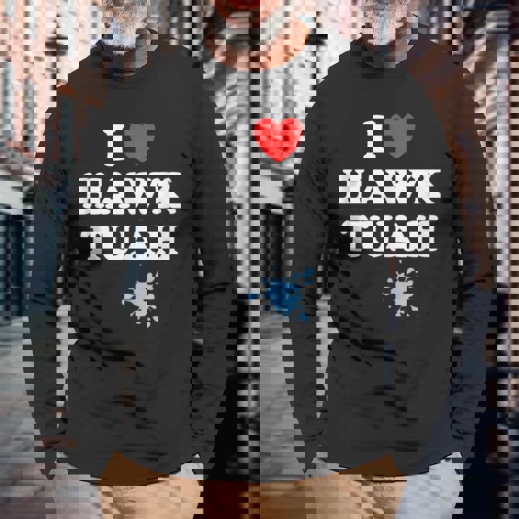 I Love Heart Hawk Tuah Hawk Tush Meme Adult Humor Gag Long Sleeve T ...