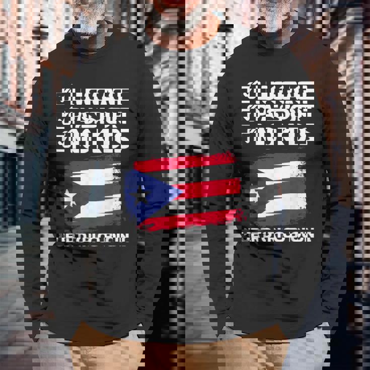 Luggage Passport Puerto Rico Bound Puerto Rico Travel Long Sleeve T-Shirt - Monsterry