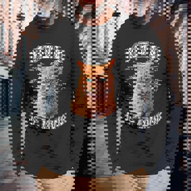 Mewing Not Meowing Cat Meme Looksmax Cat Joke Long Sleeve T-Shirt ...