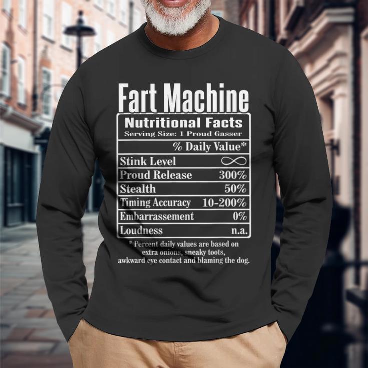 Nutrion Facts Fart Machine Dad Jokes Farting Humor Long Sleeve T-Shirt ...