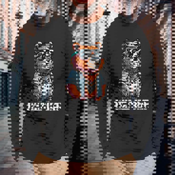 Rizzly Bear Grizzly Bear Dank Rizz Meme Rizzler Long Sleeve T-Shirt ...