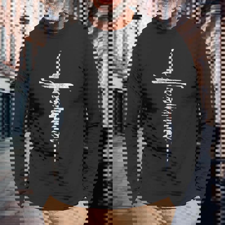 Yeshua Cross Hebrew Name Of Jesus Yeshu Long Sleeve T-Shirt - Thegiftio