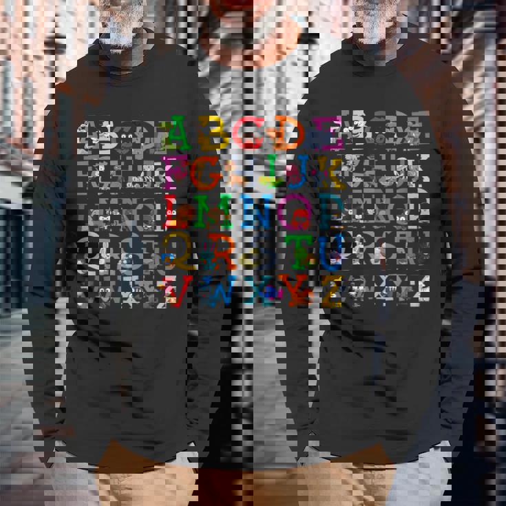 Zoo Animal Alphabet Abcs Animals Learning A-Z Abc Letters Long Sleeve T ...