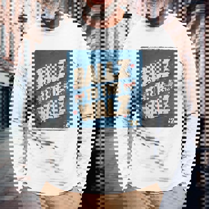 Ballz To The 2024 Walz Harris Walz Donkey Vote Kamala Long Sleeve T ...