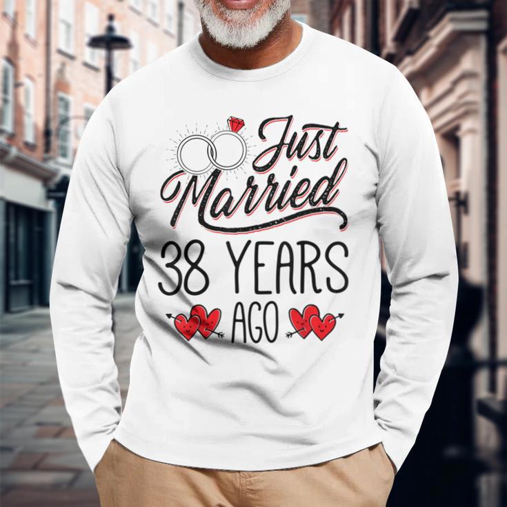 Just Married 38 Years Ago Couple 38Th Anniversary Long Sleeve T-Shirt ...