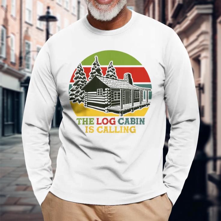The Log Cabin Is Calling Outdoor Log Cabin Long Sleeve T-Shirt - Monsterry