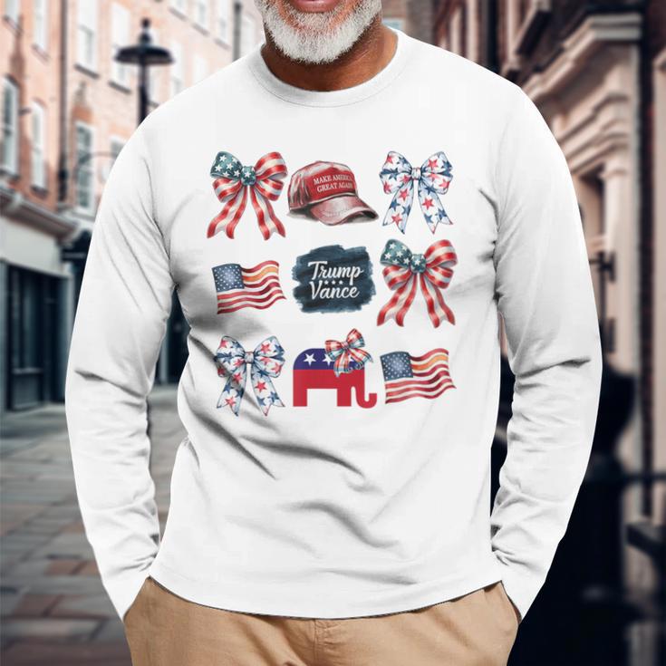 Trump Vance Bow Coquette Vote Presidential 2024 Election Long Sleeve T ...