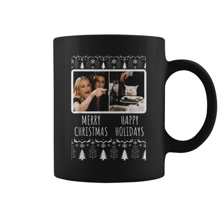 Confused Cat Meme Merry Christmas Happy Holidays Coffee Mug - Monsterry UK