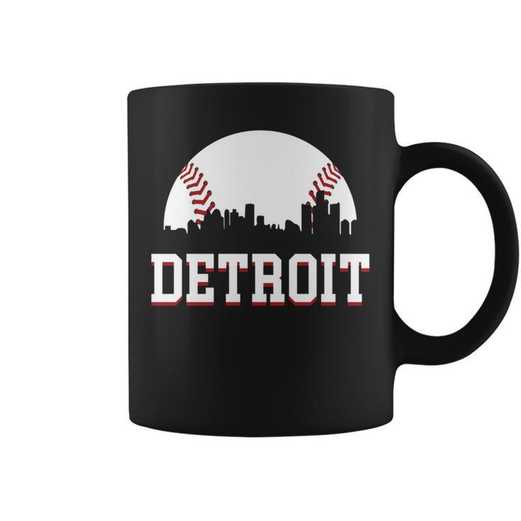 Detroit Skyline Baseball Theme Michigan Cityscape Souvenirs Coffee Mug ...