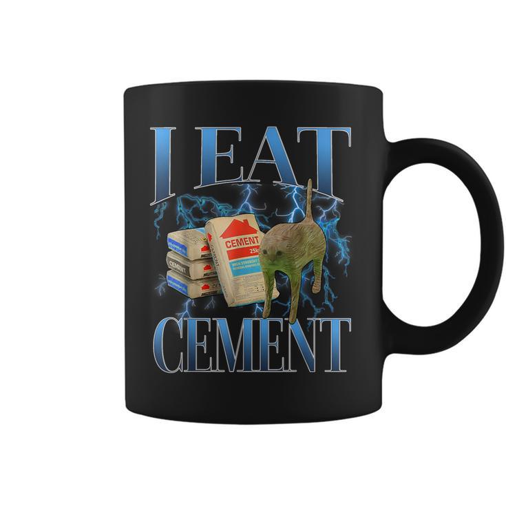 I Eat Cement Cursed Cat Oddly Specific Meme Coffee Mug - Monsterry