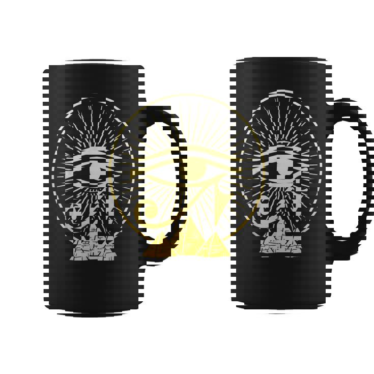 Egyptian Horus Eye Egypt Pyramids Mythological Coffee Mug - Monsterry