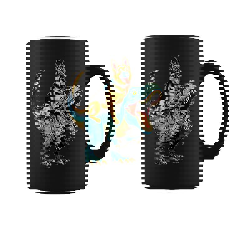 German Shepherd Dog Riding T Rex Lover Animals T-Shirt | Mazezy